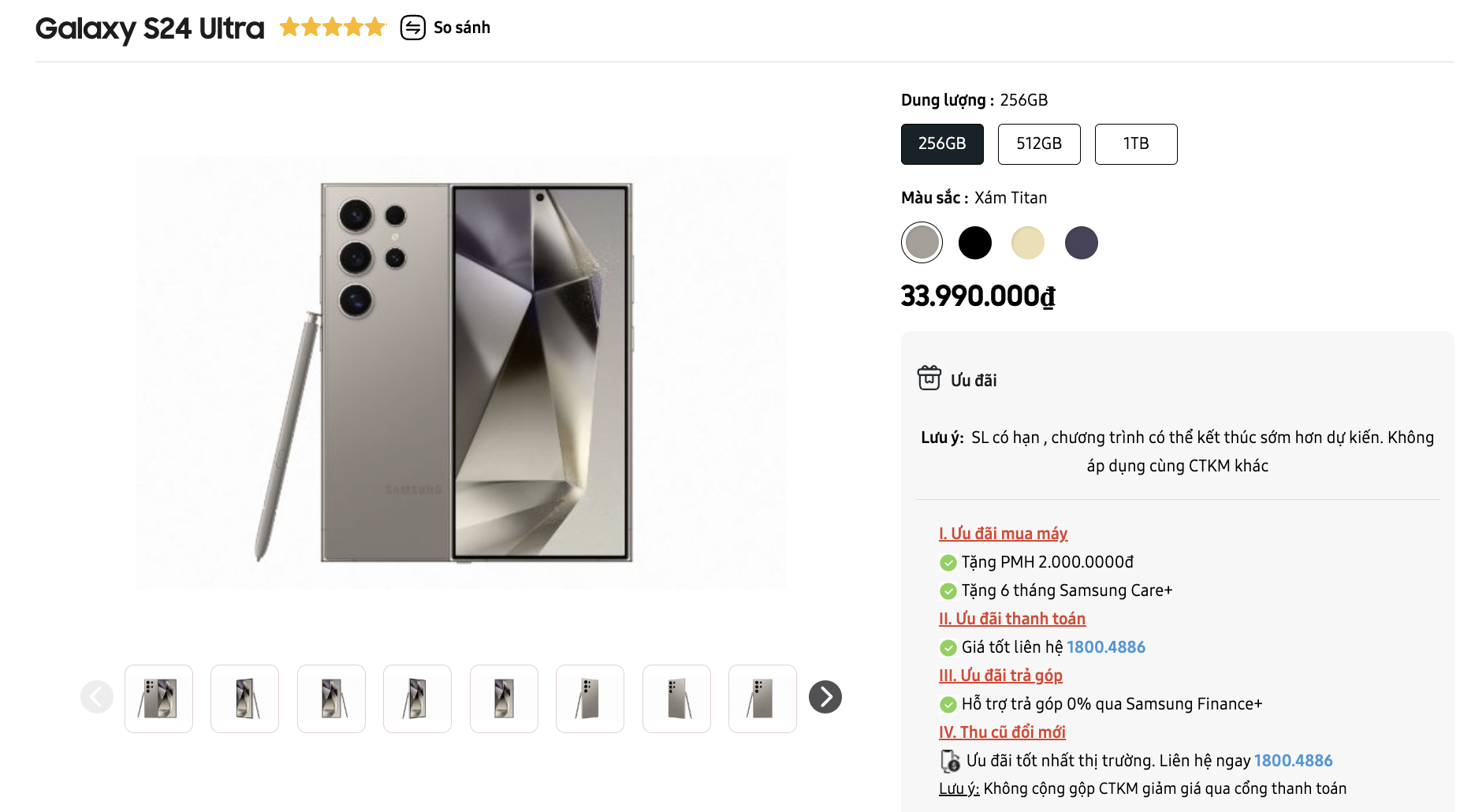 S24 Ultra bao nhiêu tiền? SamCenter tặng hơn 3 triệu khi mua máy mới